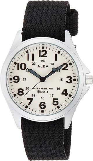 SEIKO ALBA AQPK401 Military Field Watch Quartz White Full-Lume dial ...