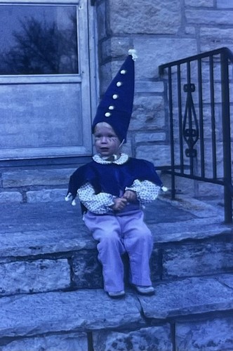 2 Slides~1974~Halloween~Vintage Clown Costume~Dunce Hat Girl On Stoop ...