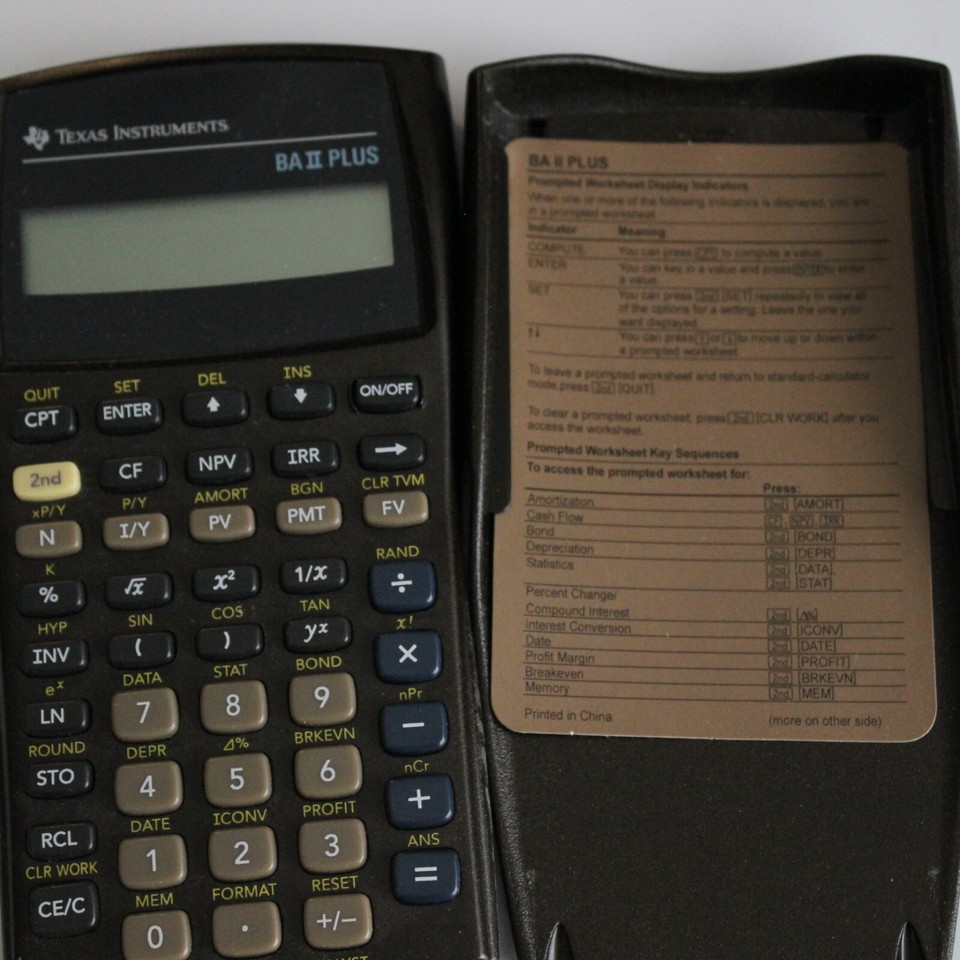 Texas Instruments BA II PLUS Calculator W/ Cover ~ TESTED WORKING ...
