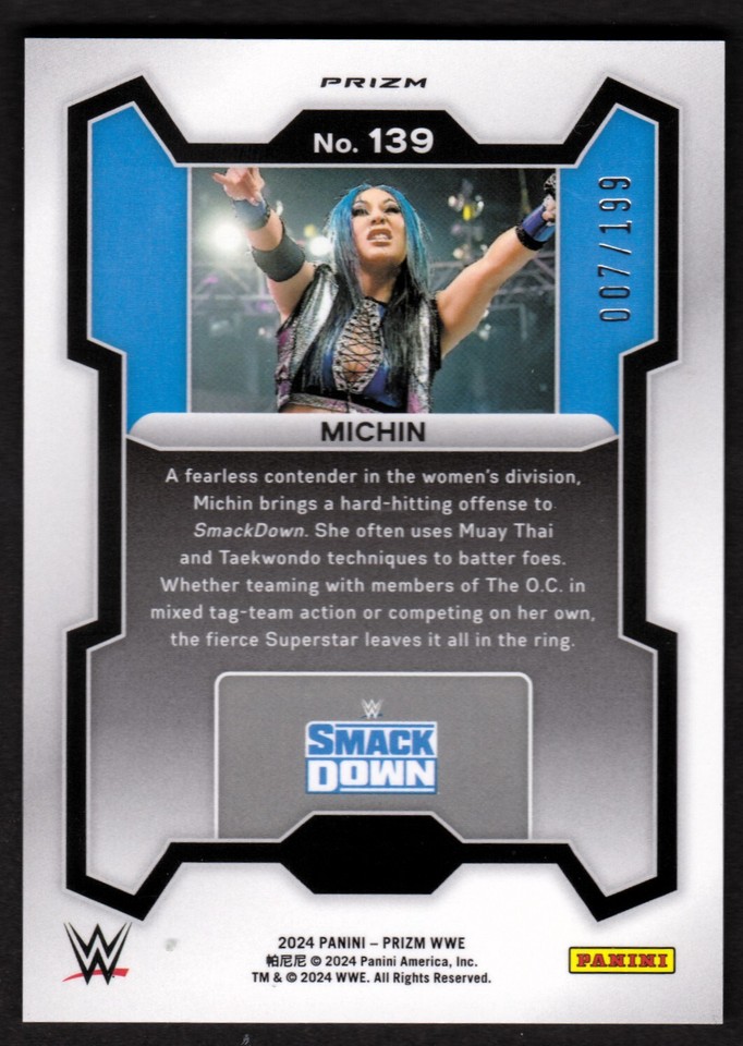 2024 Panini Prizm WWE Prizms Blue #139 Michin 007/199 | eBay