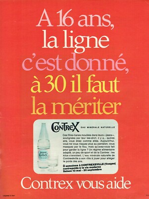 Publicité Advertising 0222 1973 Contrex cure à 30 ans la ligne faut la ...