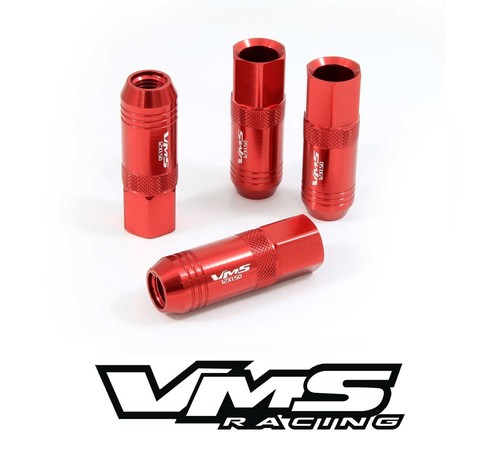 20PC VMS RACING RED 12X1.5MM 60MM EXTENDED TUNER ALUMINUM RACING LUG ...