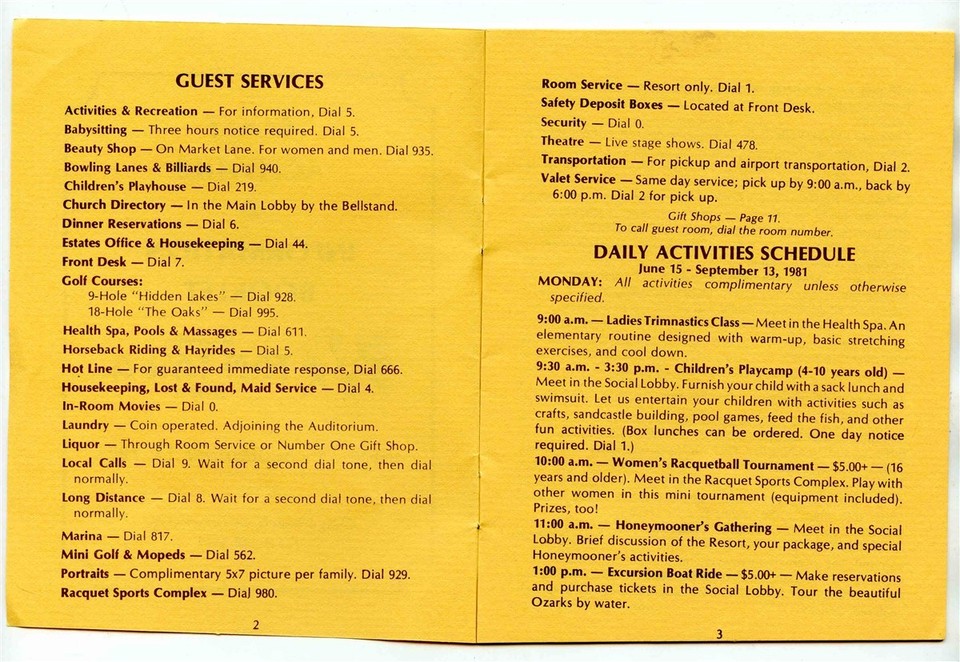 Marriott's TAN TAR A Resort Guest Activities & Information Booklet 1981 ...