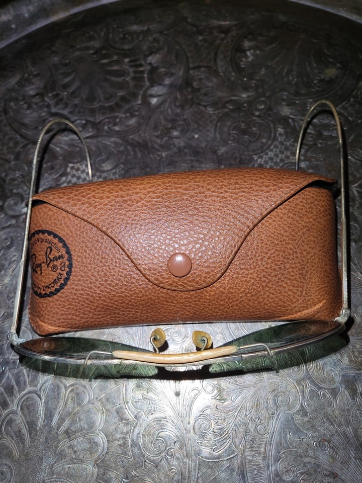 Vintage WWII AVIATOR Tear Drop BAUSCH + LOMB RAY BAN SUNGLASSES w CASE ...
