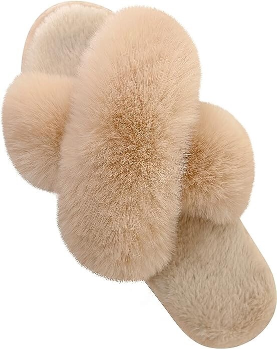 Parlovable Women's Cross Band Slippers, Camel, 7-8 | eBay