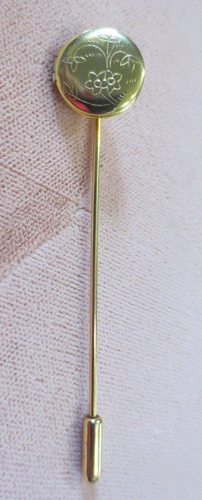 Vintage Gold Tone Embossed Flowers Locket Fashion Lapel Stick Pin 2.5 ...