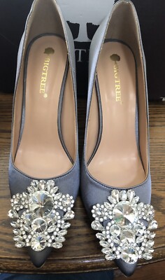 NWOT BIG TREE Silver & Jeweled Pumps Shoes Size 9 1/2 | eBay