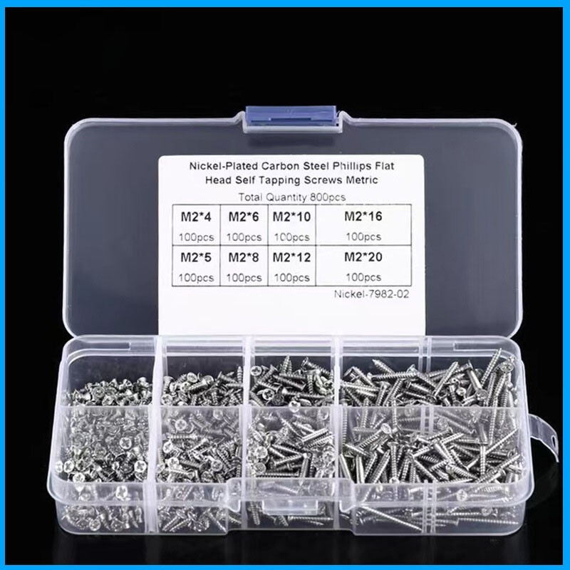 800 PCS Stainless Steel Wood Screw Assortment Self Tapping Small Metal ...