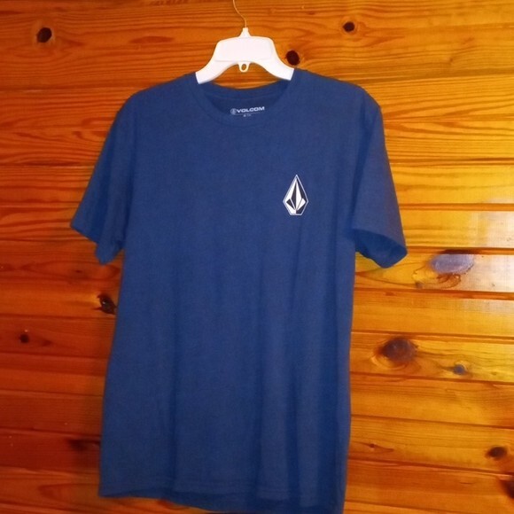 Volcom Shirt Adult Medium Blue Black Stone Spell Out Logo Cotton Casual ...