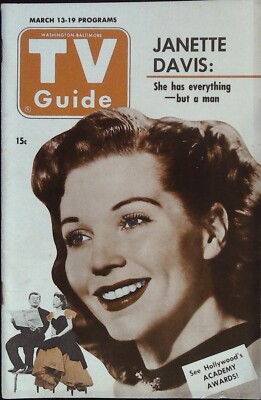 TV Guide March 13, 1953 Janette Davis, Academy Awards, Scarce! | eBay