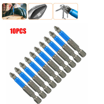10 Phillips Anti Slip Magnetic #2 Screw Driver Bit Quick Release 1/4 ...