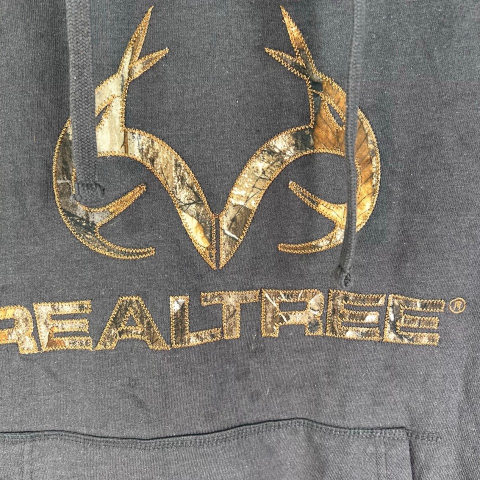 Realtree Fleece Graphic Hoodie Mens Size M Gray Embroidered | eBay