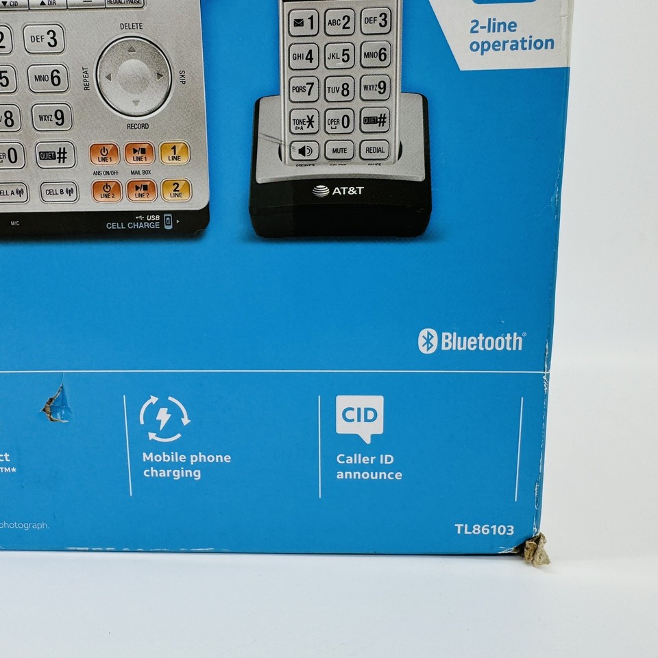 AT&T - TL86103 DECT 6.0 2-Line Expandable Corded/Cordless Phone with ...