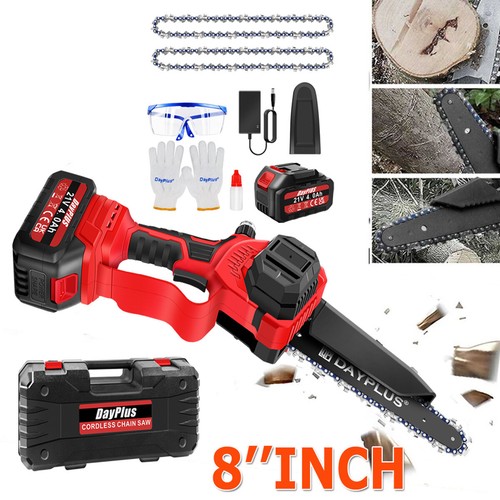 8in Mini Cordless Electric Handheld Chainsaw Battery Power Wood Cutter ...