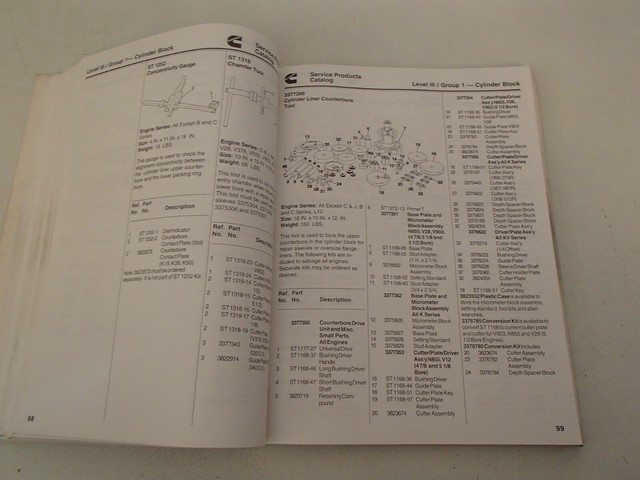 Service Products Catalog Cummins 1993 3377710 Tool Book Manual Engine ...