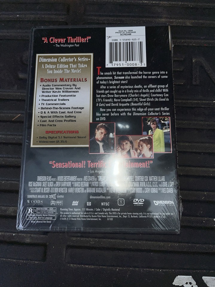 Scream (DVD, 1998, Collectors Edition) Dimension Home Video Brand New ...