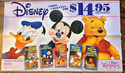 Vintage Walt Disney Home Video MOVIE POSTER Winnie the Pooh Mickey ...