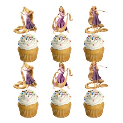 12x Tangled Rapunzel Cupcake Topper. Party Lolly Loot Bag Cake Banner ...