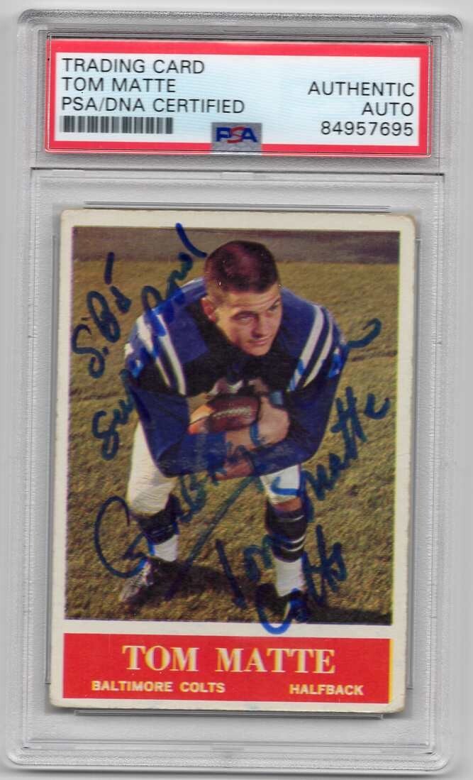 Tom Matte RC rookie card AUTOGRAPHED with 3 inscriptions, 1964 ...