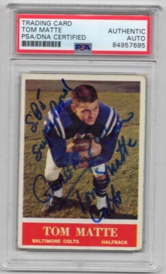 Tom Matte RC rookie card AUTOGRAPHED with 3 inscriptions, 1964 ...