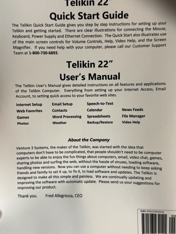 Telikin 22" Elite Silver Touchscreen Computer Keyboard Mouse Manuals ...