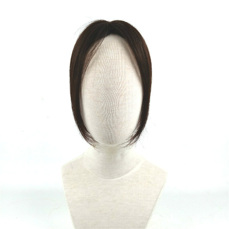 100% Human Hair Topper Toupee French Middle Part Lace Bangs Clip Wigs ...