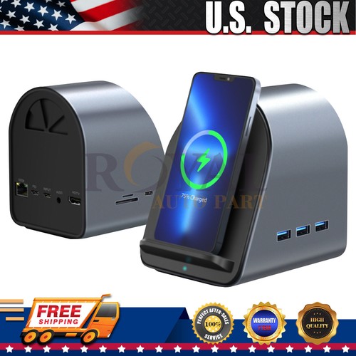 10-in-1 Vertical Multifunction Docking Station USB-C & USB3.0 Ports ...