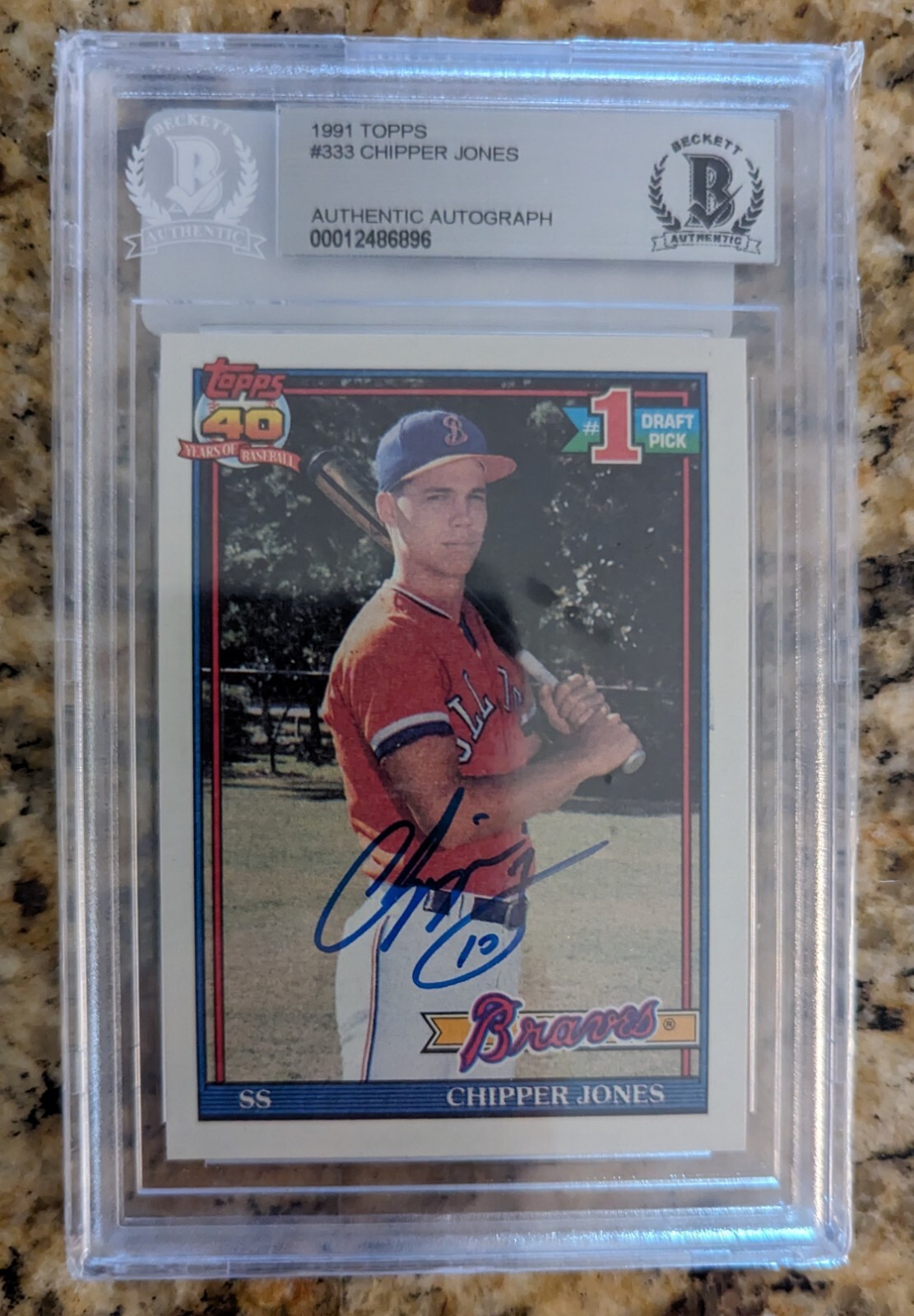 1991 Topps 40 Years of Baseball #1 Draft Pick Chipper Jones #333 ...