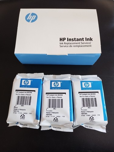 HP Instant Ink Lot 1x Black & 2x Tri-Color Cartridges 65/304 Deskjet ...