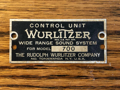 Original Wurlitzer Model Tag for Model 700 | eBay