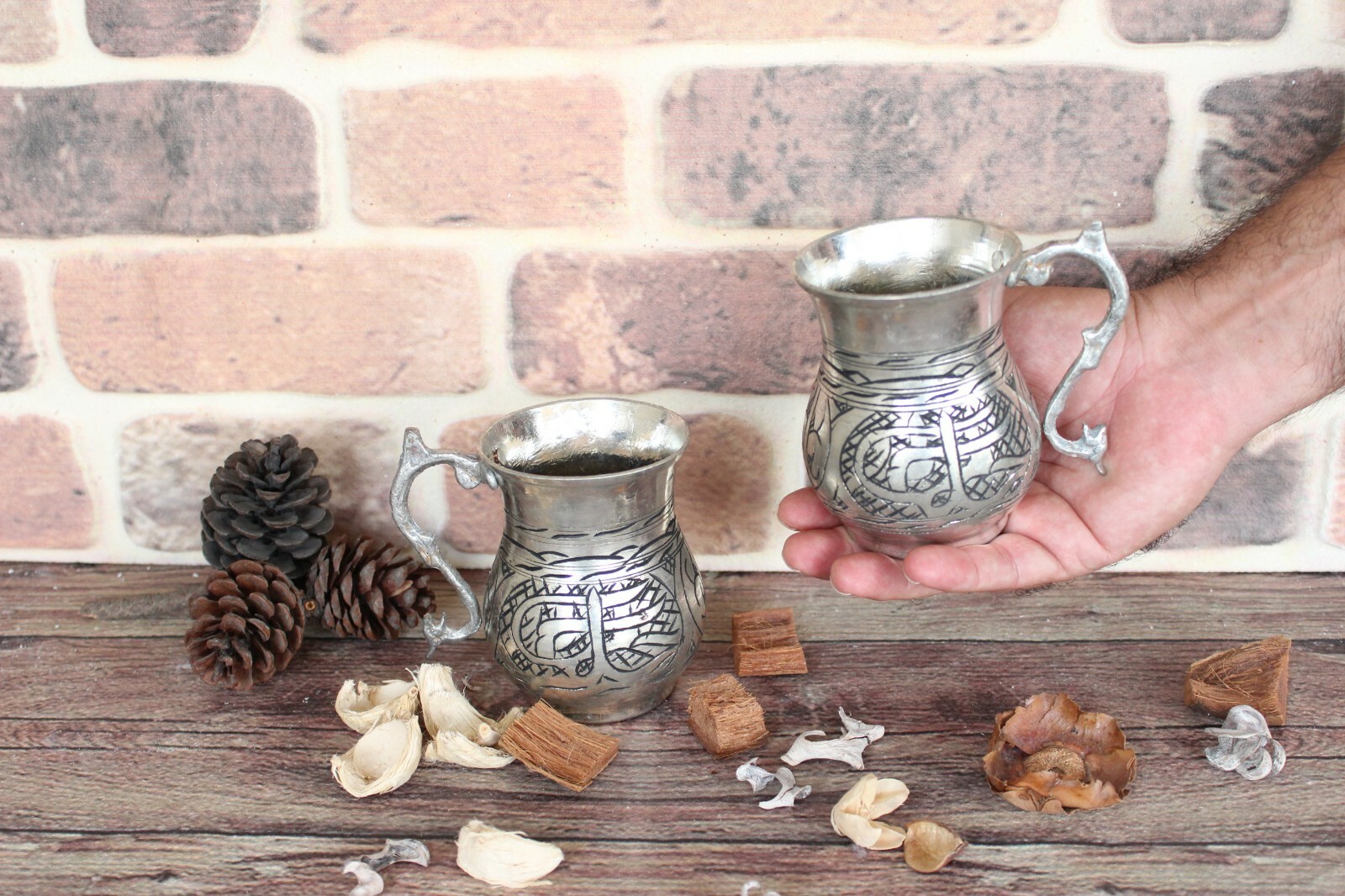 SET OF 2 Traditional Turkish Copper Handmade Masrapa / Tankard Stoup ...