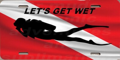 Scuba Divers Lets Get Wet Dive Flag Style Metal License Plate | eBay