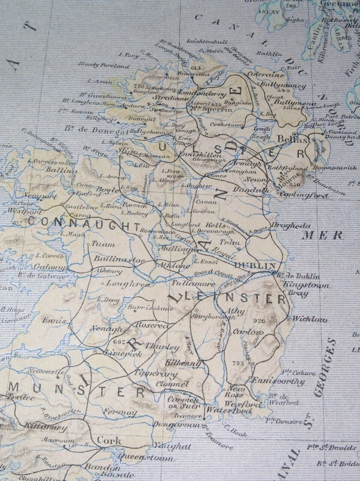 1887 ANTIQUE MAP OF GREAT BRITAIN UNITED KINGDOM ENGLAND SCOTLAND ...