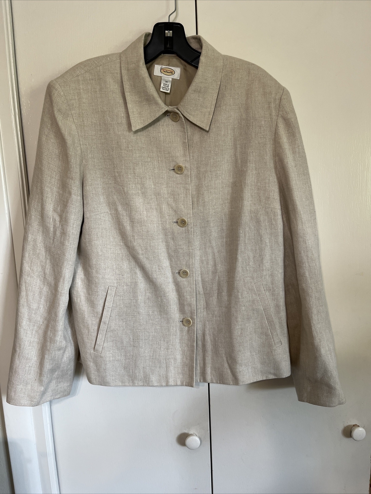 TALBOTS 100% Irish linen natural vintage lined jacket… - Gem
