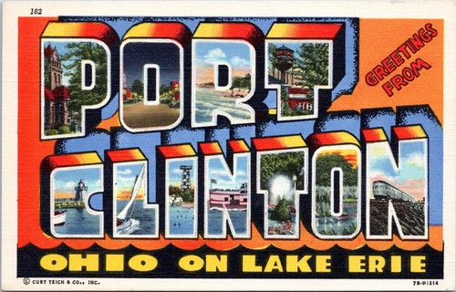 Large Letter Greetings, Port Clinton, Ohio - 1947 Linen Postcard- Curt ...