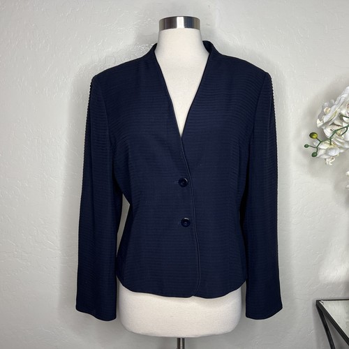 Talbots Blue Navy Pleated Pure Silk Lightweight Blazer Jacket 10 Lined ...