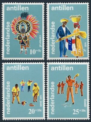 Neth Antilles B93-B96 blocks/4,MNH.Mi 204-207. Carnival headpiece ...