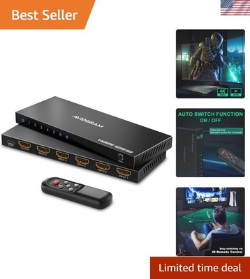 HDMI 2.0 Switch 5 Port Selector Box - Supports Dolby Vision, 3D, and IR ...