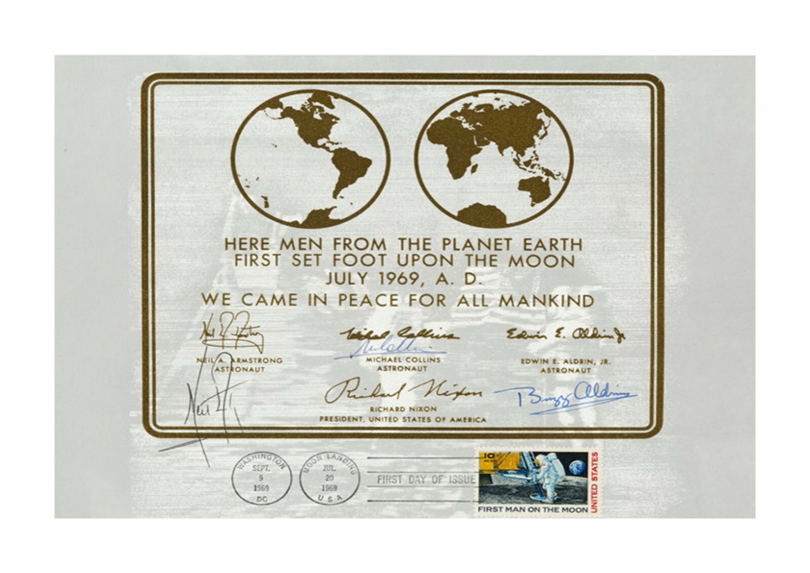Apollo 11 copy Official Plaque lunar module A4 signed poster choice of ...