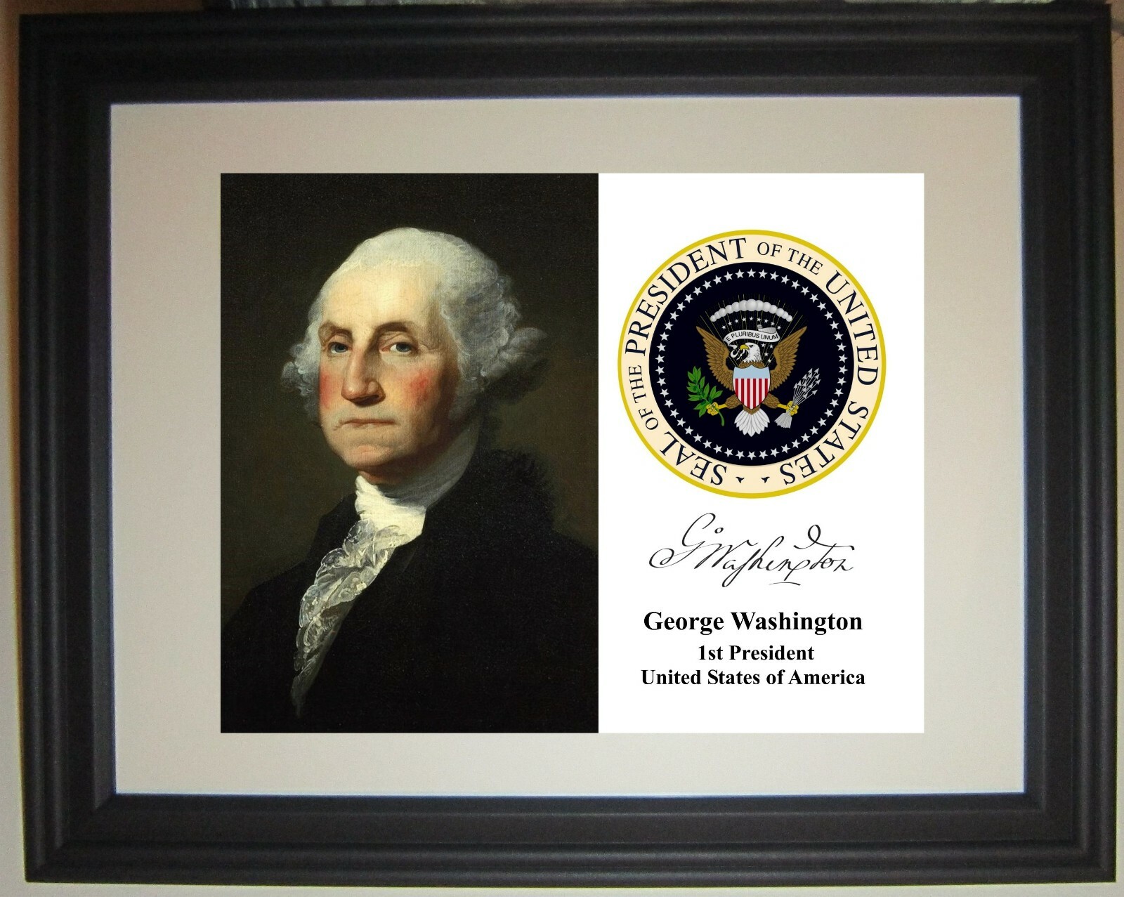 George Washington Presidential Seal Autograph Portrait Framed Photo ...