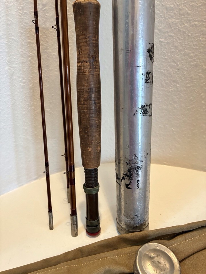 VINTAGE HEDDON FLY FISHING steel BAMBOO ROD #2030 H-O with aluminum ...