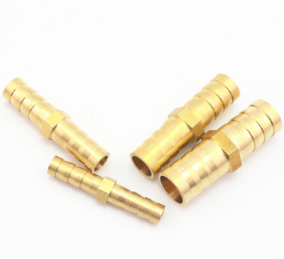 Metal Brass Straight Hose Joiner Barbed Connector Air Fuel Water Pipe ...