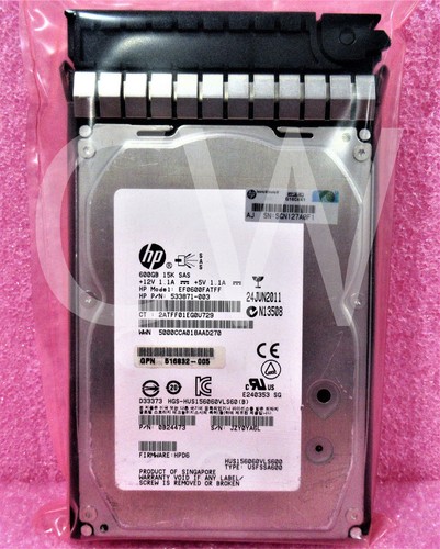 516810-003 533871-003 517354-001 HP 600GB 15K 6G DP HotSwap 3.5" SAS ...
