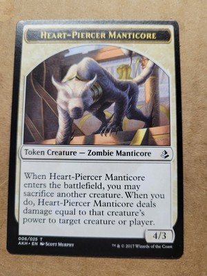 MTG Token - Heart-Piercer Manticore (006/025) Amonkhet LP Zombie White ...