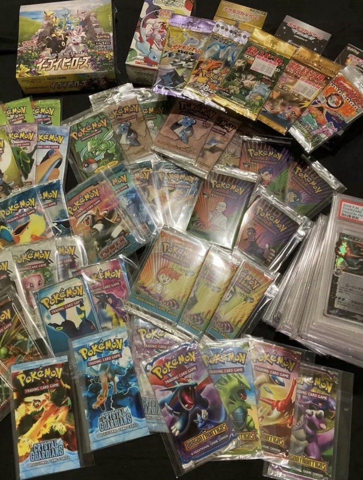 18 Factory Sealed Booster Packs TCG Lot- Half Booster Box + PSA Graded ...