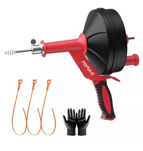 POPULO Drain Auger 25 Ft Plumbing Snake Clog Remover | eBay