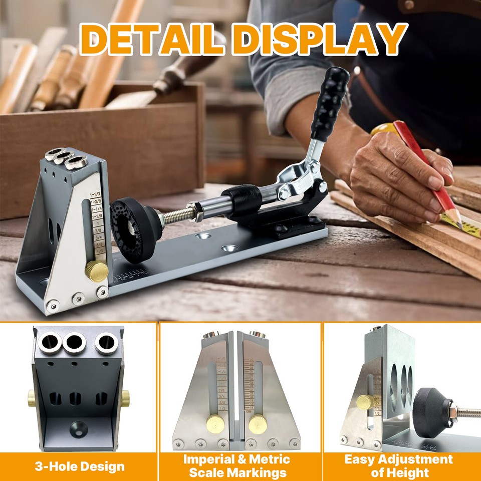 Pocket Hole Jig Kit Joinery Pocket Hole Drill Guide Jig Woodworking ...