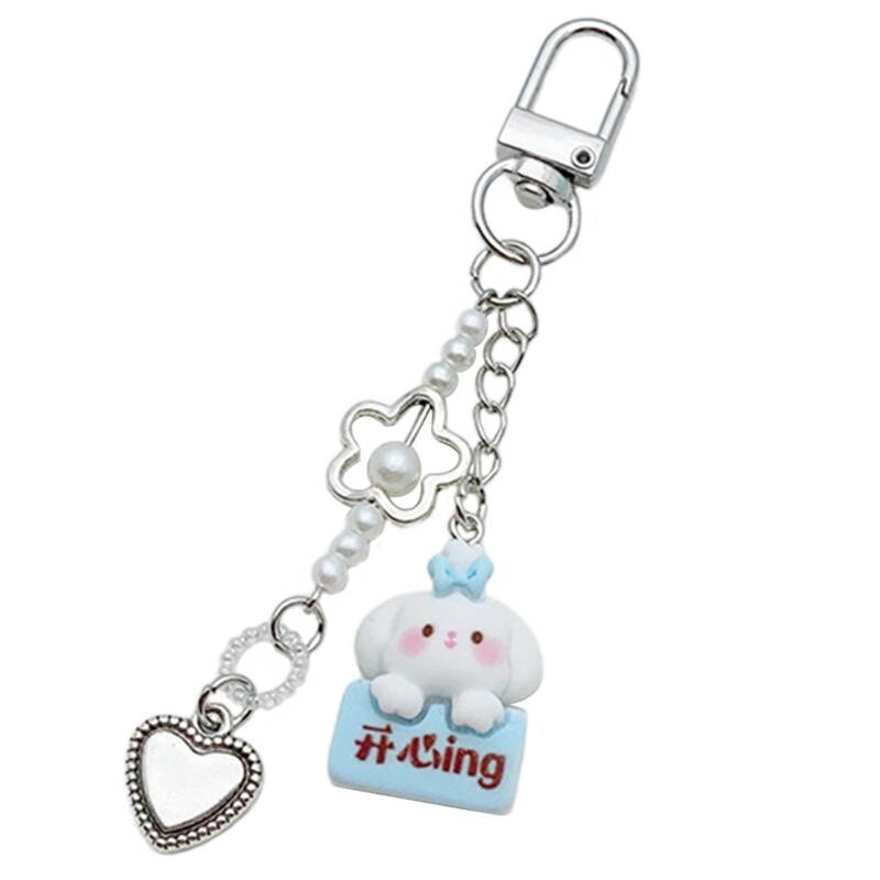 Elegant Beaded Keyring Rabbit Bowknot/Dog Heart Keychain Colorful ...
