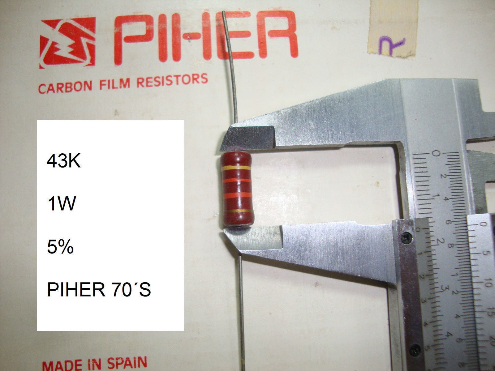 VINTAGE PIHER RESISTOR. 1W 43K 5% *1 PC* NEW ORIGINAL 1970 ́S+ | eBay