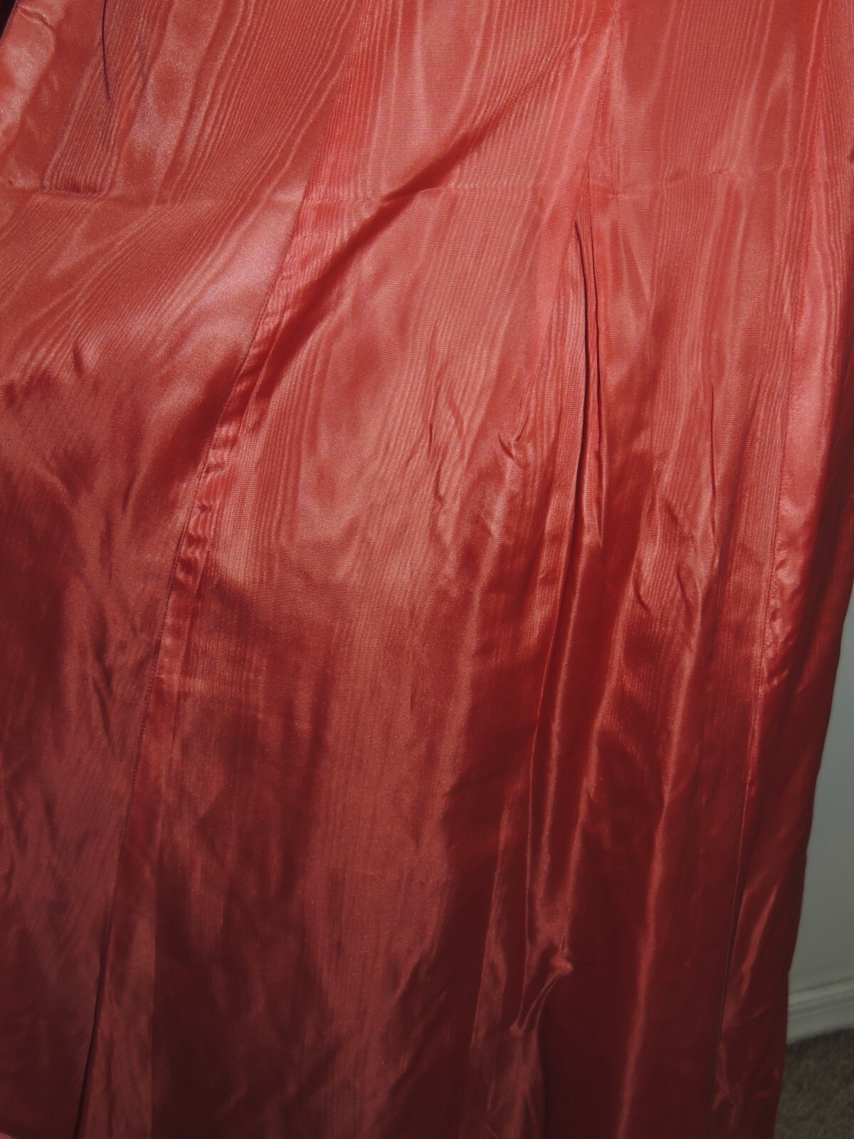 1930's Orange Silk Moire Taffeta Dress / Gown SM - Gem